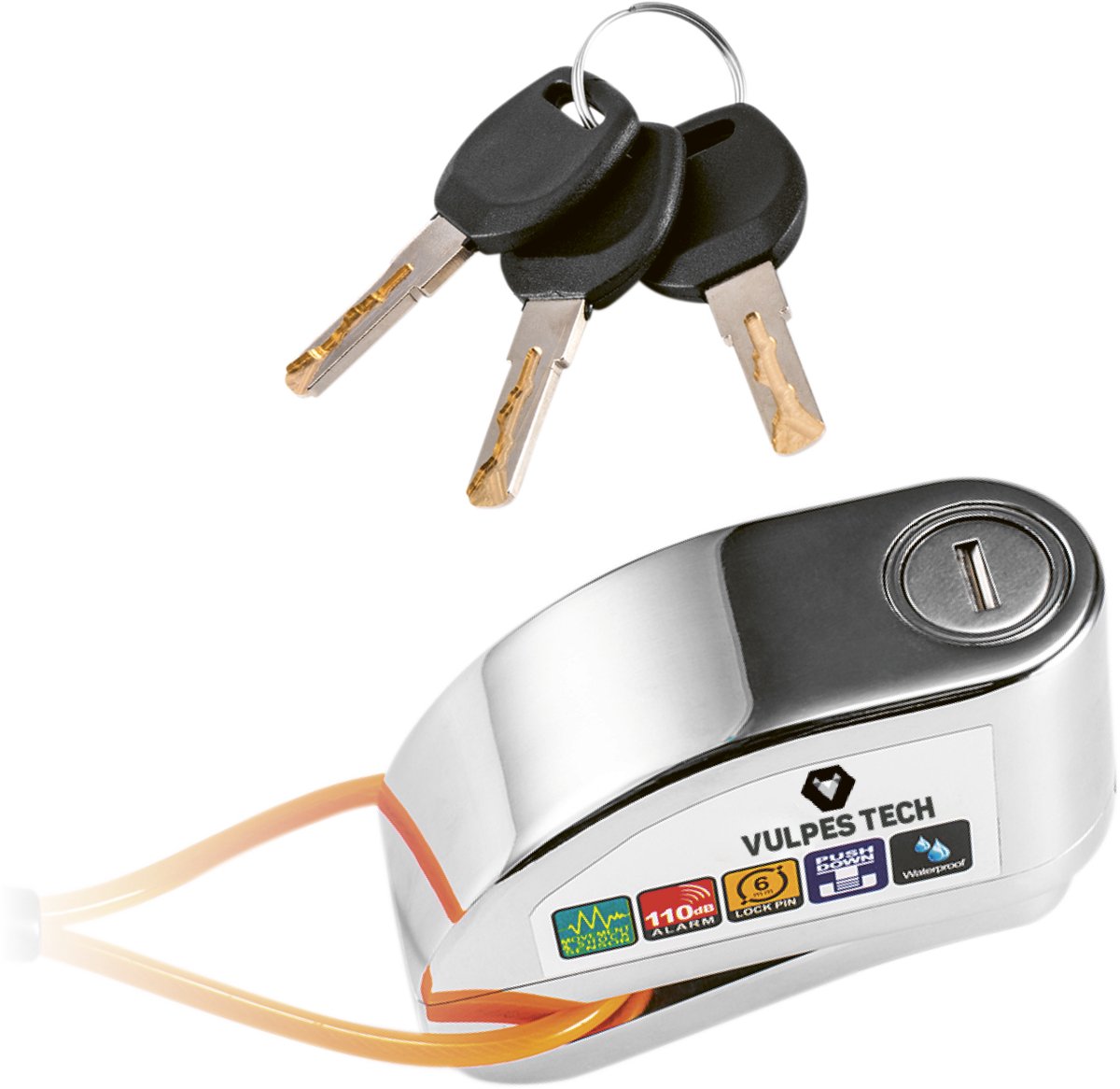 Vulpes Tech® Schijfremslot met Alarm - Motorslot - Scooterslot ...