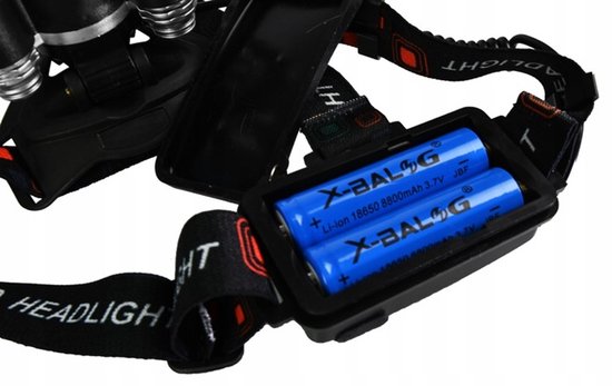 Waterproof Verstelbare 6 LED Hoofdlamp - inclusief 2 oplaadbare batterijen - Zwart | bol.com