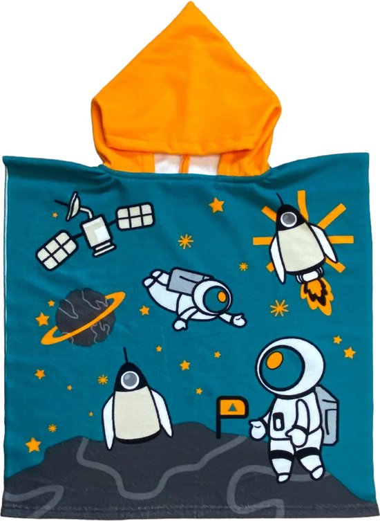 Bad cape/poncho - kinderen - ruimtevaart print - 60 x 120 cm ...