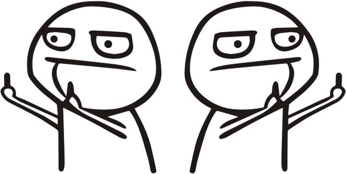 VCTparts Cartoon JDM Sticker Middelvinger Zwart Reflecterend Vinyl ...