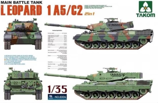 1:35 Takom 2004 Main Battle Tank Leopard 1 A5/C2 Plastic ...