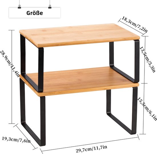 Kruidenrek set van 4 plankinzet voor keukenkast Stapelbare en ...
