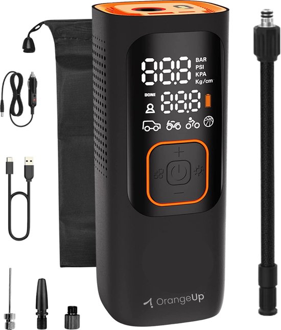 OrangeUp - Luchtcompressor - Draagbare Compressor Bandenpomp - met 12 V ...
