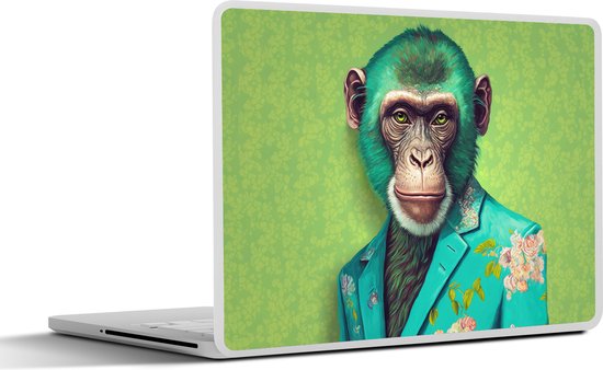Laptop sticker - 17.3 inch - Aap - Colbert - Bloemen - Neon - Portret - 40x30cm -... | bol