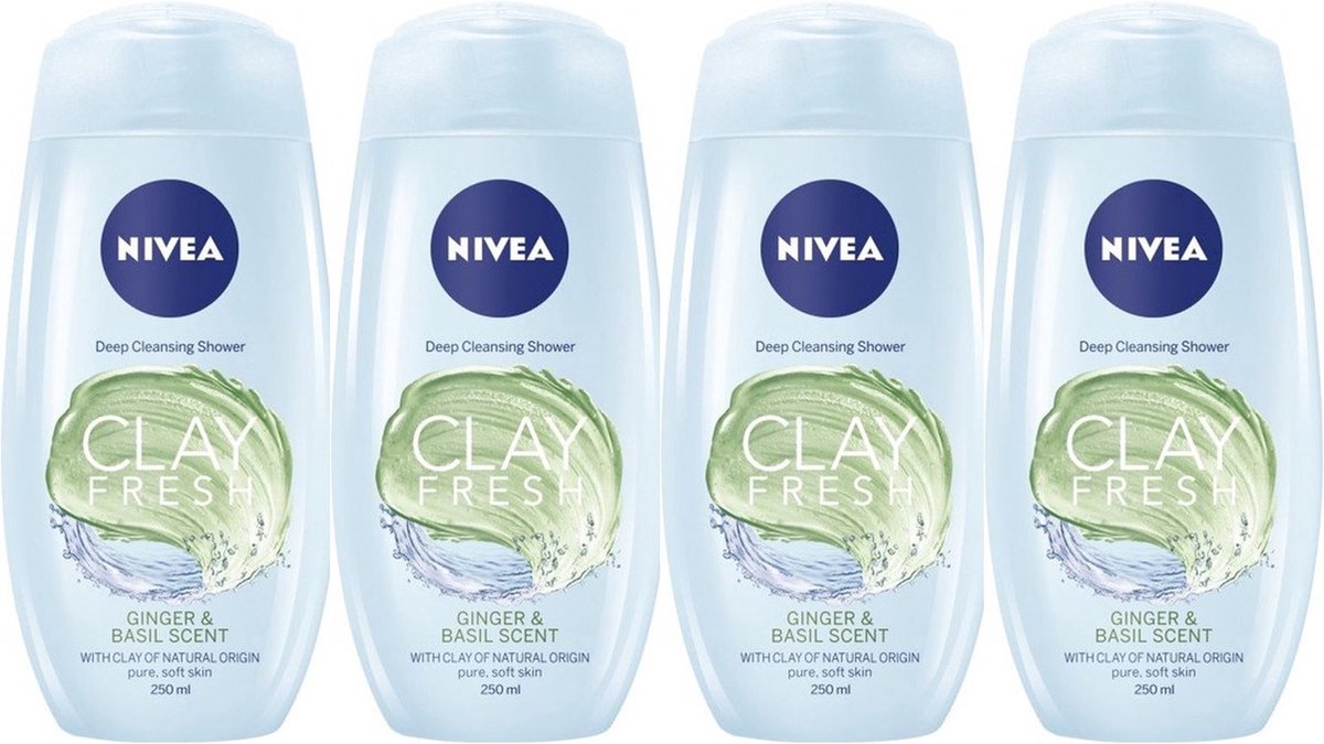 NIVEA Douchegel - Clay Fresh - Ginger & Basil - 4 x 250 ml | bol.com