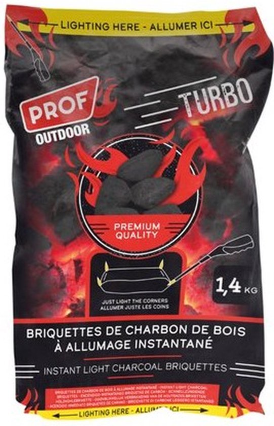 PROF BBQ Instant Light Houtskool briketten aansteekzak - 3x zak a 1.4 ...