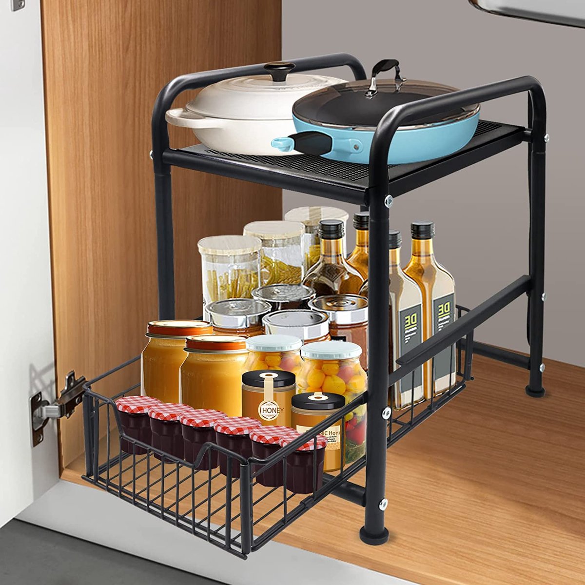 Sink Shelf, 2 Tiers Metal Sink Rek Unit met Lades Shelf Sink Shelf ...