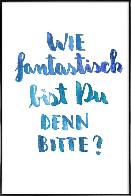 JUNIQE - Poster in kunststof lijst Fantastisch -20x30 /Blauw & Wit | bol