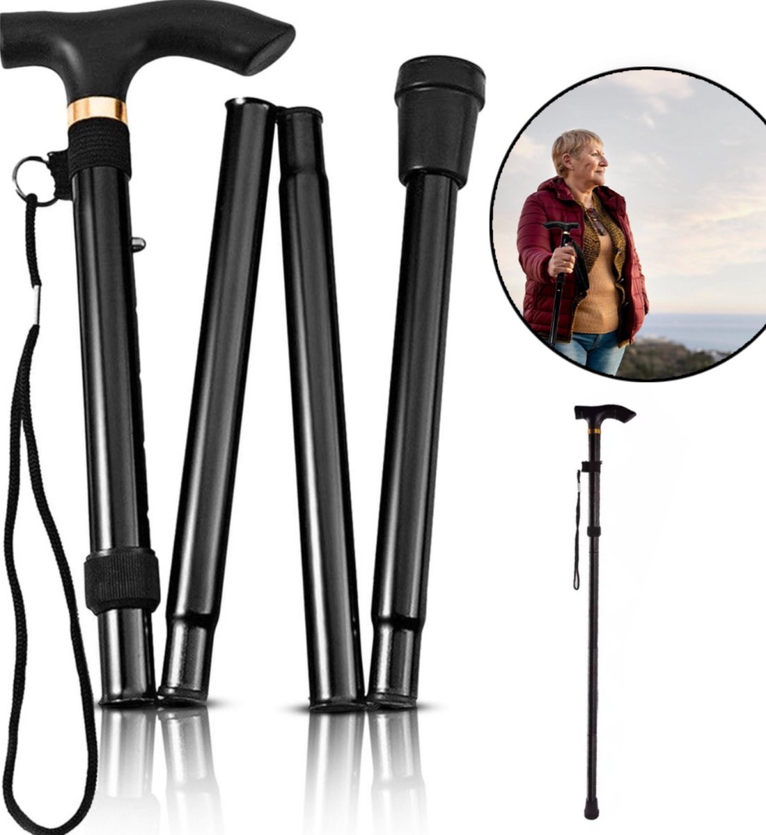 Wandelstok - Wandelstok Verstelbaar & Opvouwbaar - Loopstok Ouderen ...