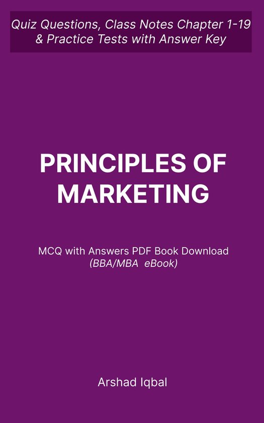 Marketing Study Guides - Principles of Marketing MCQ PDF Book BBA MBA Marketing MCQ... | bol