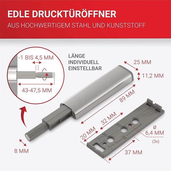 Ouvre-porte à poussoir - Ouverture sans effort des portes d'armoires et ...