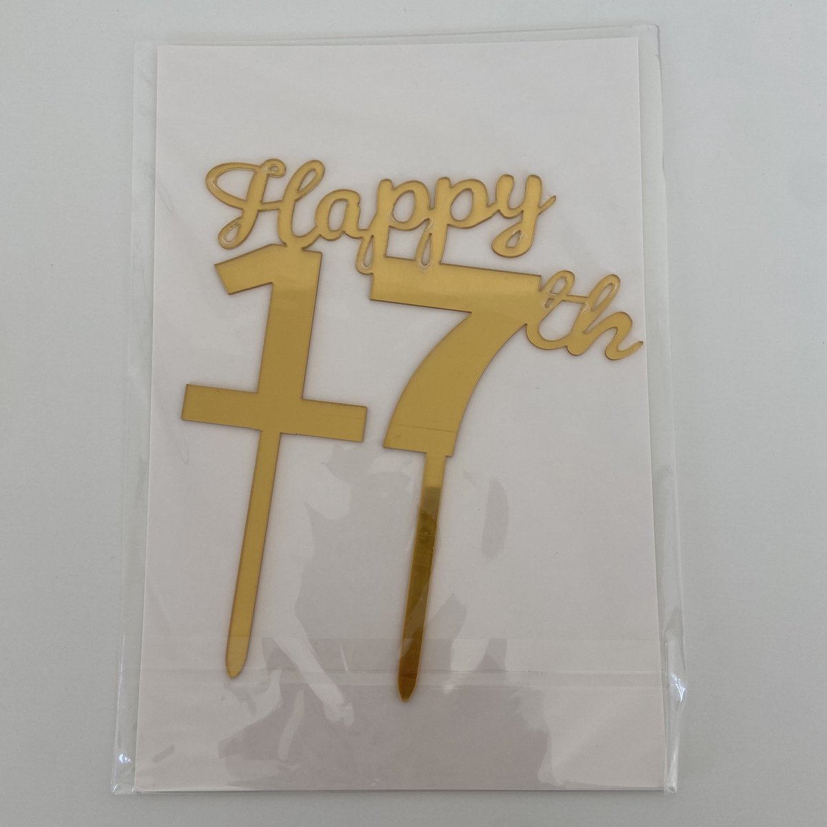 Caketopper 17 - Acryl taart topper goud - taartdecoratie - 17 jaar ...