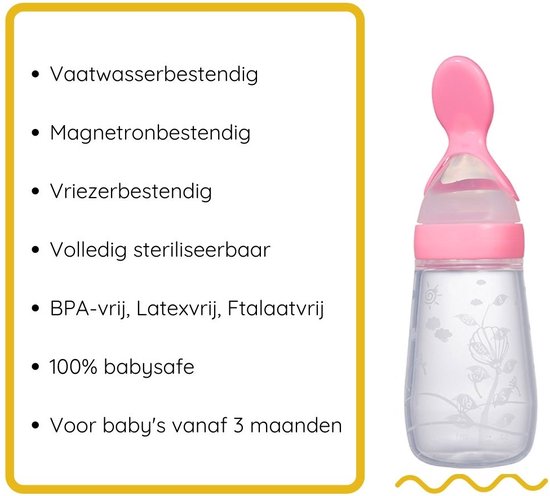 Biberoia® 2x Knijpfles met lepel – Drinkfles - Baby – Kinderbestek - Kraamcadeau –... | bol.com