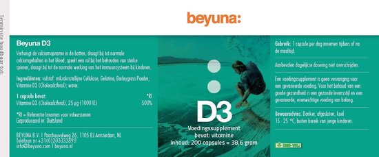 Beyuna Vitamine D3 met Barleygrass | bol.com