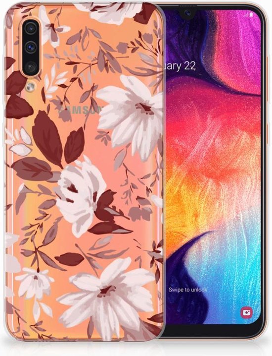 Samsung Galaxy A50 Siliconen Hoesje Watercolor Flowers | bol.com
