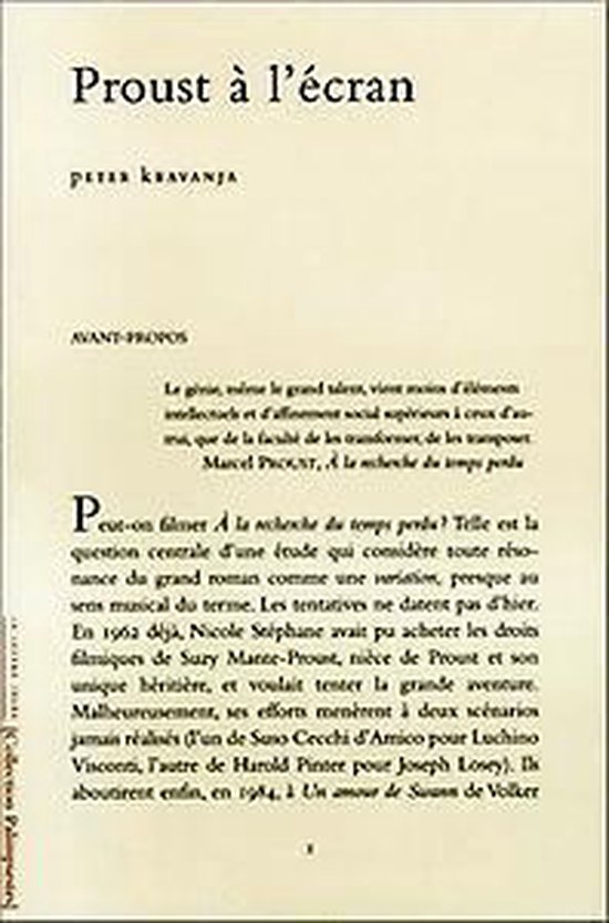 Peter Kravanja. Proust à l'écran | 9782873172107 | Boeken | bol.com