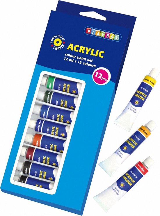 Acrylic Acryl verf Mini tubes 12 kleuren | bol