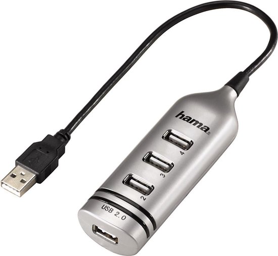 Hama Usb 2.0 Hub 1:4 Buspowerd Zilver | bol.com