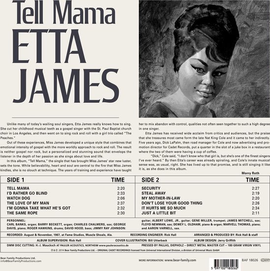 Tell Mama -Reissue- (LP), Etta James | LP (album) | Muziek | bol