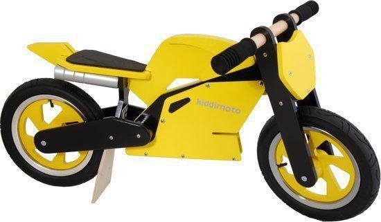 Kiddimoto Superbike - Houten Loopmotor - Geel-zwart | bol.com