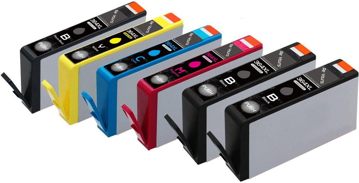 HP 364 XL 364XL Compatible Inktcartridge 6-pack 2 Zwart, 1 photo Zwart ...
