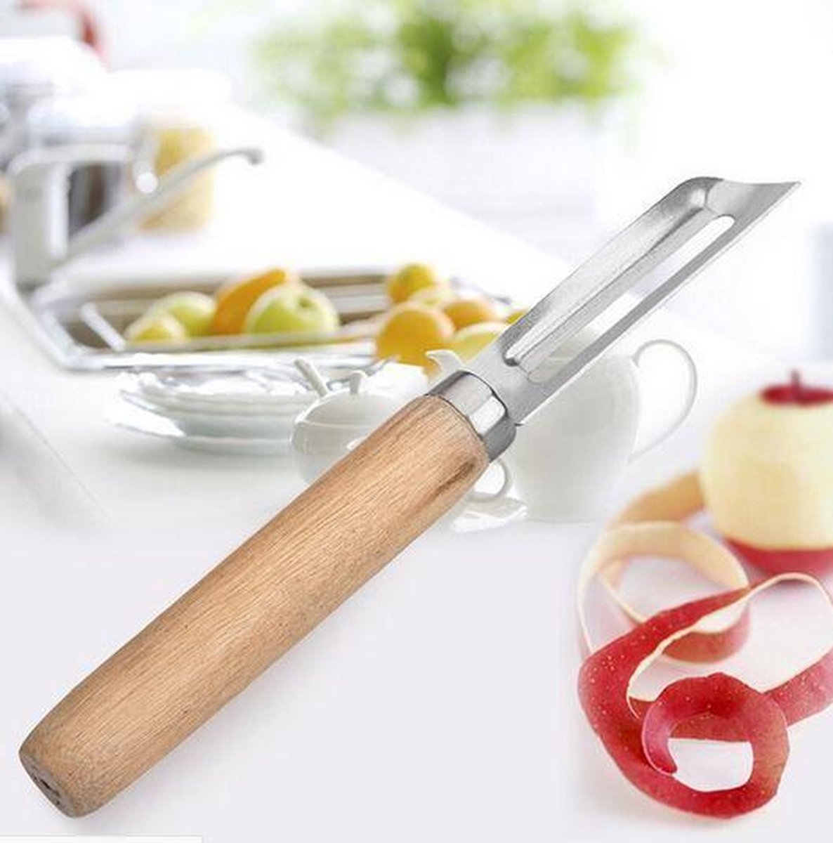 RVS dunschiller met houten handvat | bol