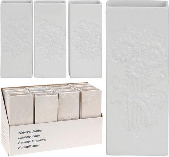 Waterverdamper wit 20x8x3cm bloemrelief | bol