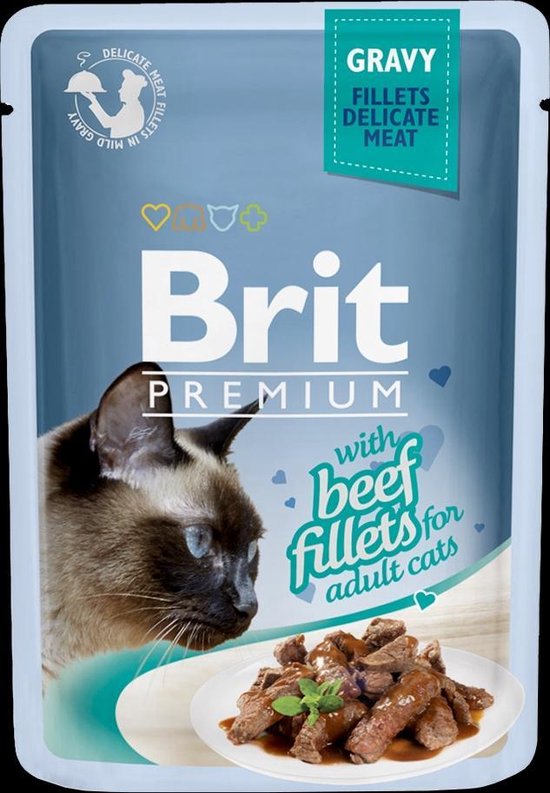 Brit Premium Pouches Fillets in Gravy Beef 85 gram | bol