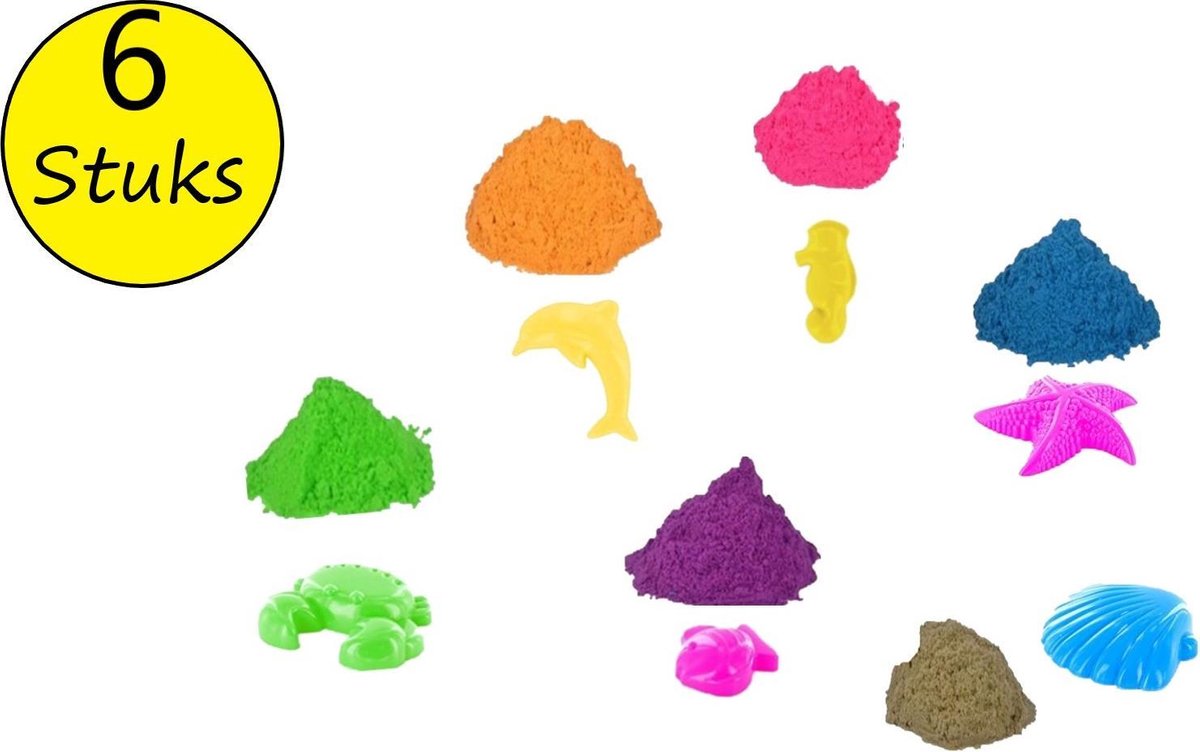 Kinetisch Zand met Vormpje 6 Stuks – Speelzand – Kinetic – Kleefzand | bol