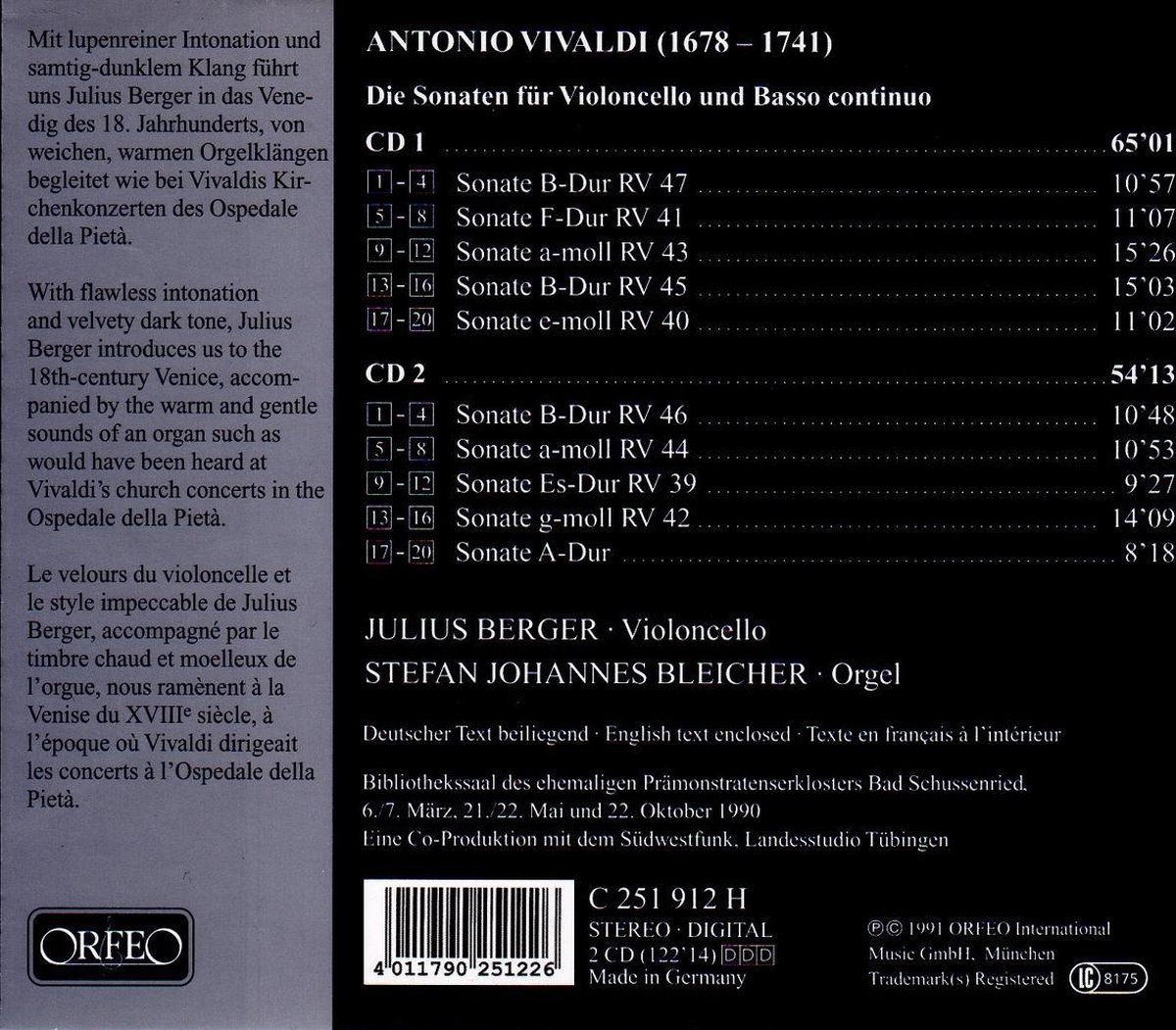 Julius Berger & Stefan Johannes Bleicher - Vivaldi: Die Sonaten Für ...