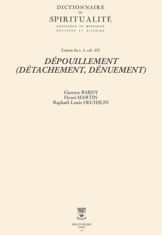 DÉPOUILLEMENT (DÉTACHEMENT, DÉNUEMENT) (ebook), Gustave Bardy ...