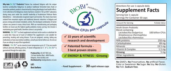 BioBi Probiotica Energy & Fitness - 100 Miljard CFUs - 30 vegicaps | bol