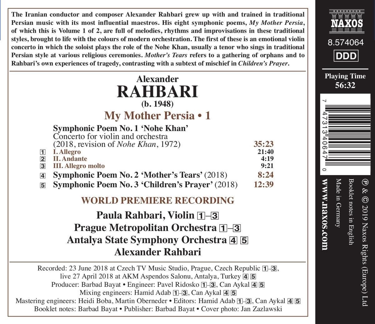 Alexander Rahbari: My Mother Persia, PAULA RAHBARI | CD (album ...