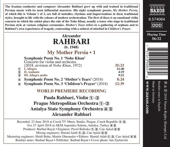 Alexander Rahbari: My Mother Persia, PAULA RAHBARI | CD (album ...