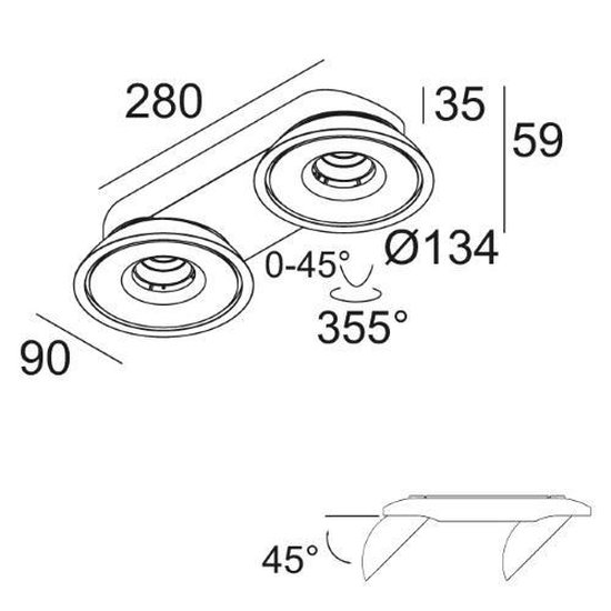 Delta Light Tweeter On 2 LED Plafondlamp 2700K 33º Wit | bol