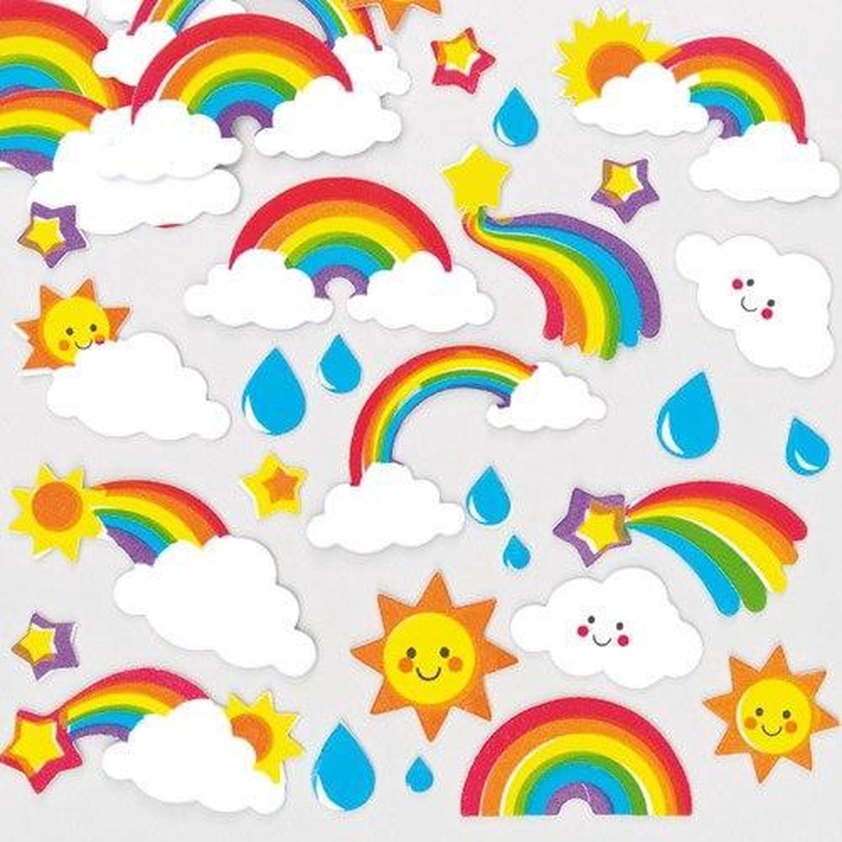Foam stickers - weer regenboog zon regen wolken - knutselspullen voor ...