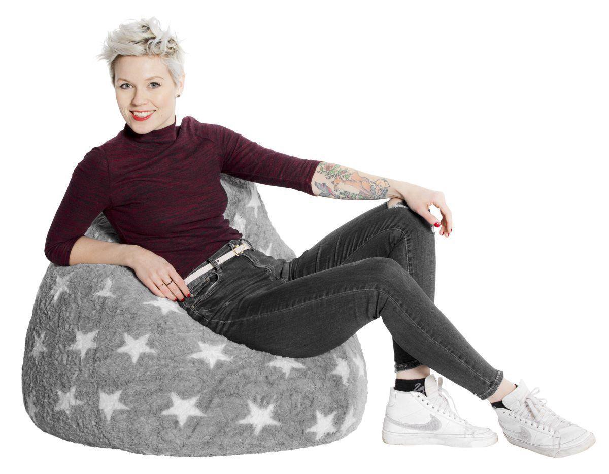 Sitting Point Kinder Zitzak BeanBag Fluffy Stars L - Grijs | bol.com