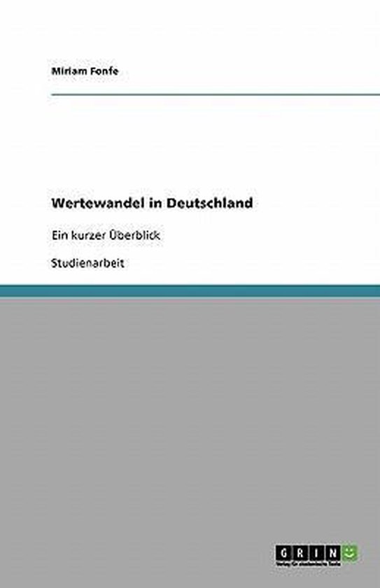 Wertewandel in Deutschland | 9783638760027 | Miriam Fonfe | Boeken | bol