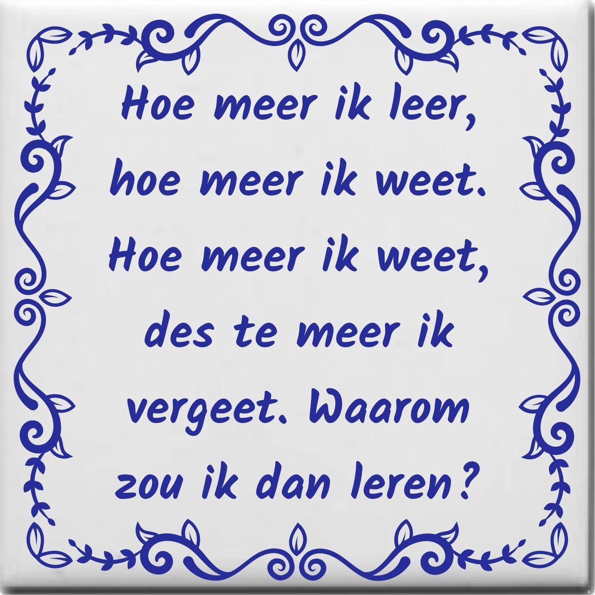 Wijsheden tegeltje met spreuk over School: Hoe meer ik leer hoe meer ik ...