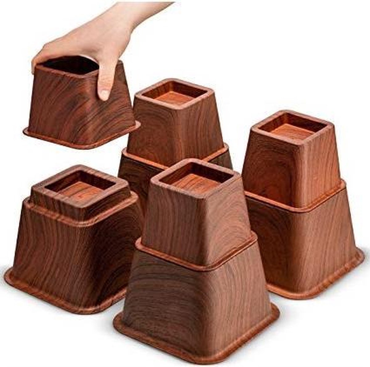 Qlife Meubelverhoger Set - 8 Stuks - Bruin - Extra Sterk en Verstelbaar ...