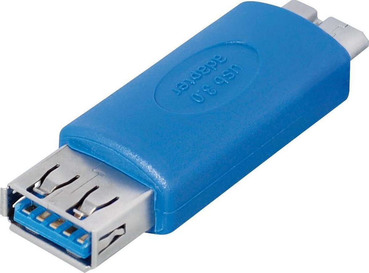 USB Micro B (m) naar USB-A (v) OTG adapter - USB3.0 - tot 0,9A / blauw ...