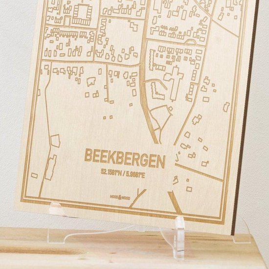 Kaart Beekbergen - Gegraveerde stadskaart Hood&Wood - Hout, A4 | bol.com