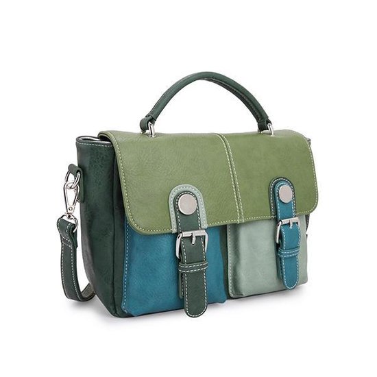 'Sammy' - Handtas - Schoudertas - Aqua/groen - Patchwork - Dames ...