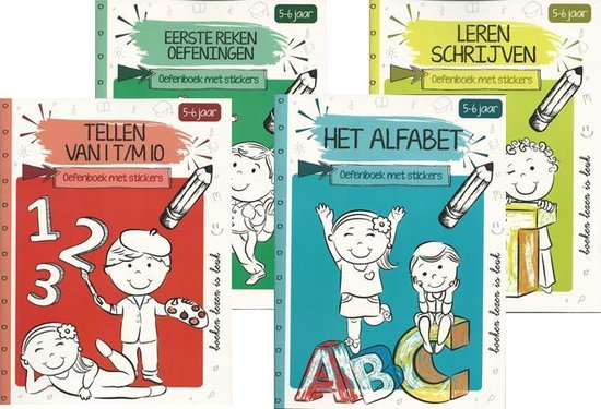 Oefenboeken met stickers – ik leer – set van 4 – leren tellen – rekenen ... Oefenboeken met stickers – ik leer – set van 4 – leren tellen – rekenen ...