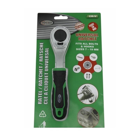 Hofftech Universele Ratelsleutel met Dop 7 t/m 19 mm - Gator Grip | bol