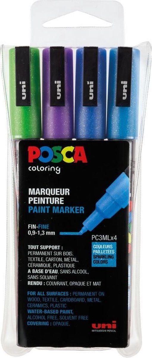 Uni Posca Stiften Sparkling colors PC3ML 0.9-1.3 mm lijn | bol.com