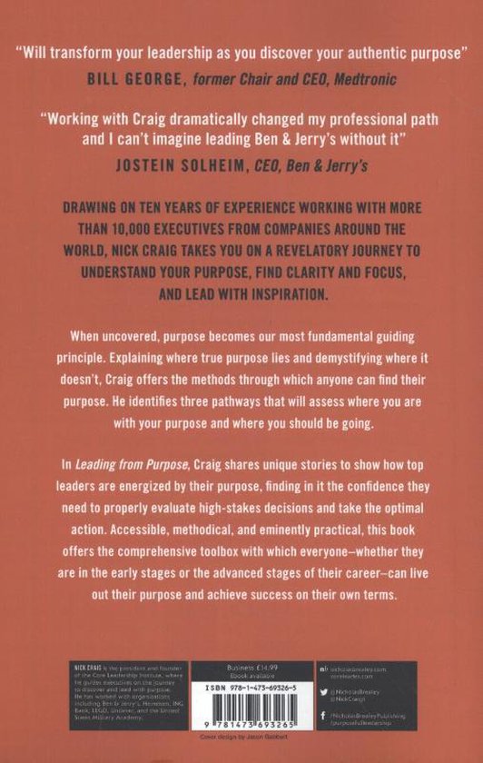 Leading From Purpose, Nick Craig | 9781473693265 | Boeken | bol