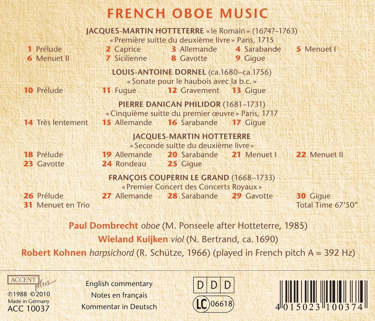 Wieland Kuijken, Robert Kohnen, Paul Dombrecht - French Oboe Music (CD ...