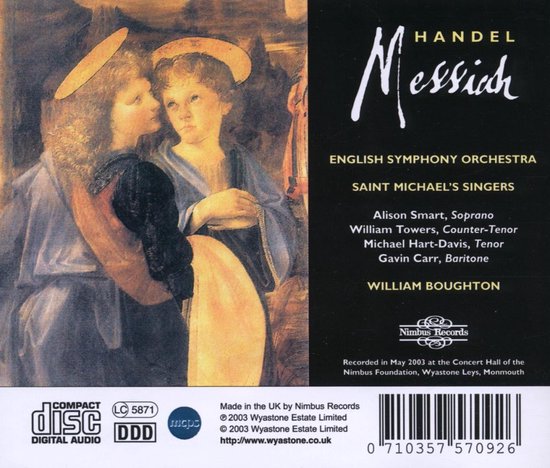 Handel's Messiah, Alison Smart | CD (album) | Muziek | bol.com