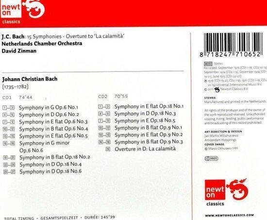Netherlands Chamber Orchestra - J.C. Bach: Symphonies Opp. 6, 9, 1 (2 ...
